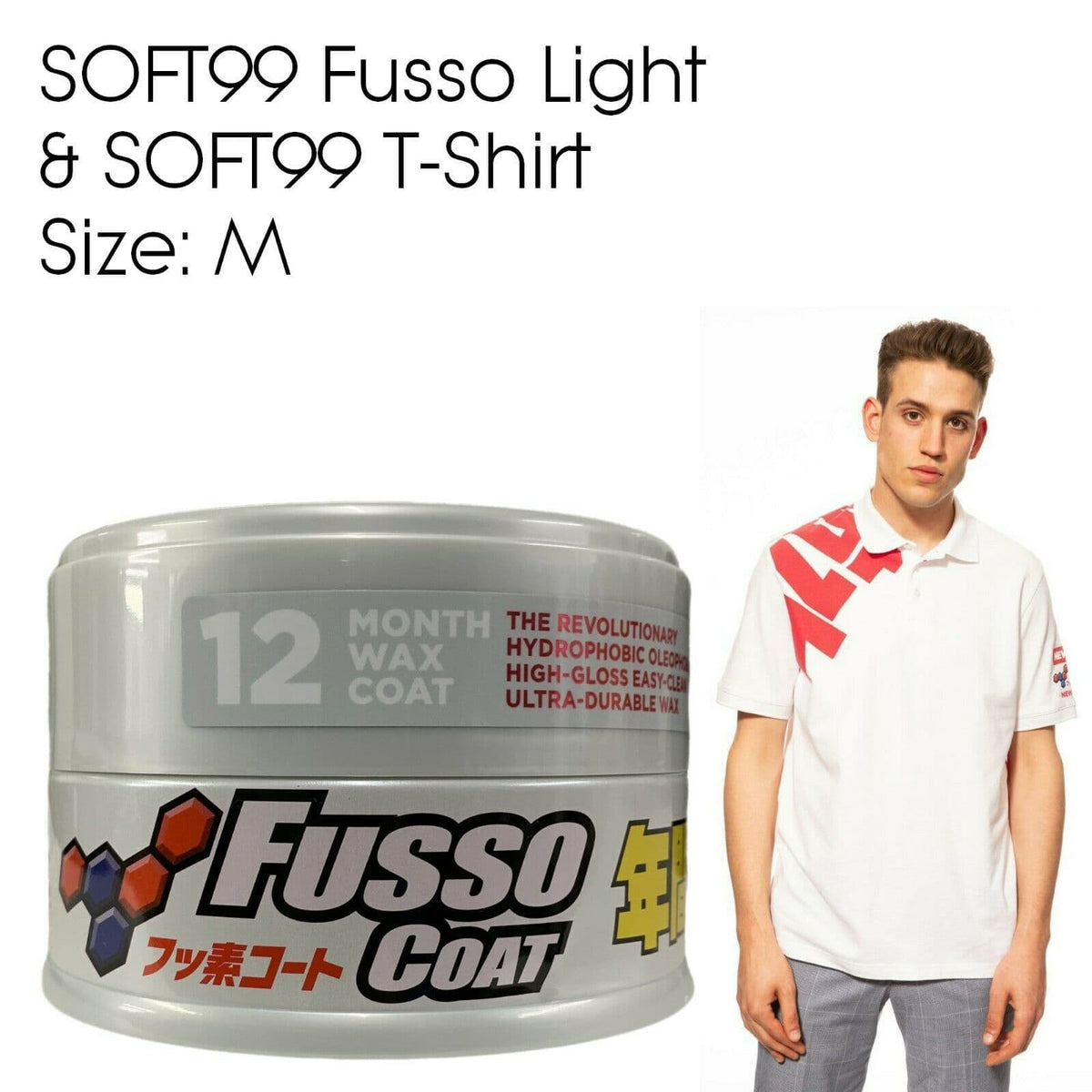 Soft99 Fusso Coat 12 Months Car Wax LIGHT + Soft99 T-Shirt – Detail Gear