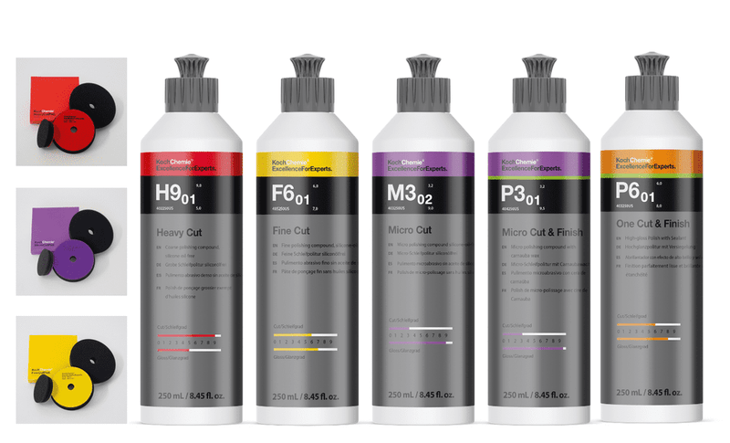 Koch Chemie Polish System Kit - 5 x 250 ml compounds - 5 x colour code ...